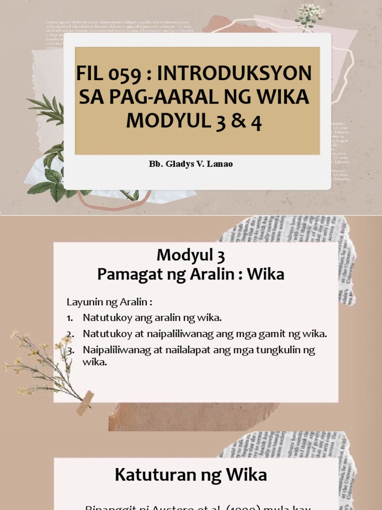 Modyul 3 & 4 - FIL 059 | PDF