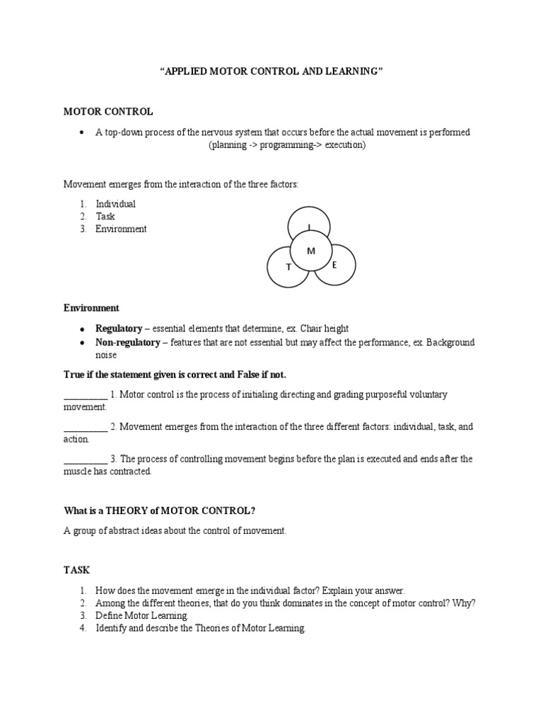 Applied Motor Control and Learning | PDF