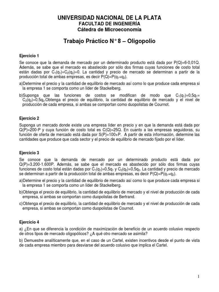 TP N°8 - Oligopolio | PDF