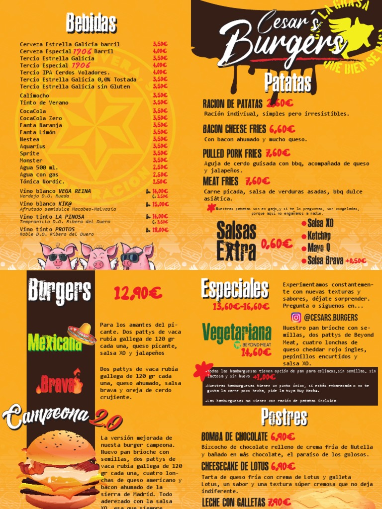 Carta-3.0-Cesar-Burgers | PDF | Tarta de queso | Alimentos
