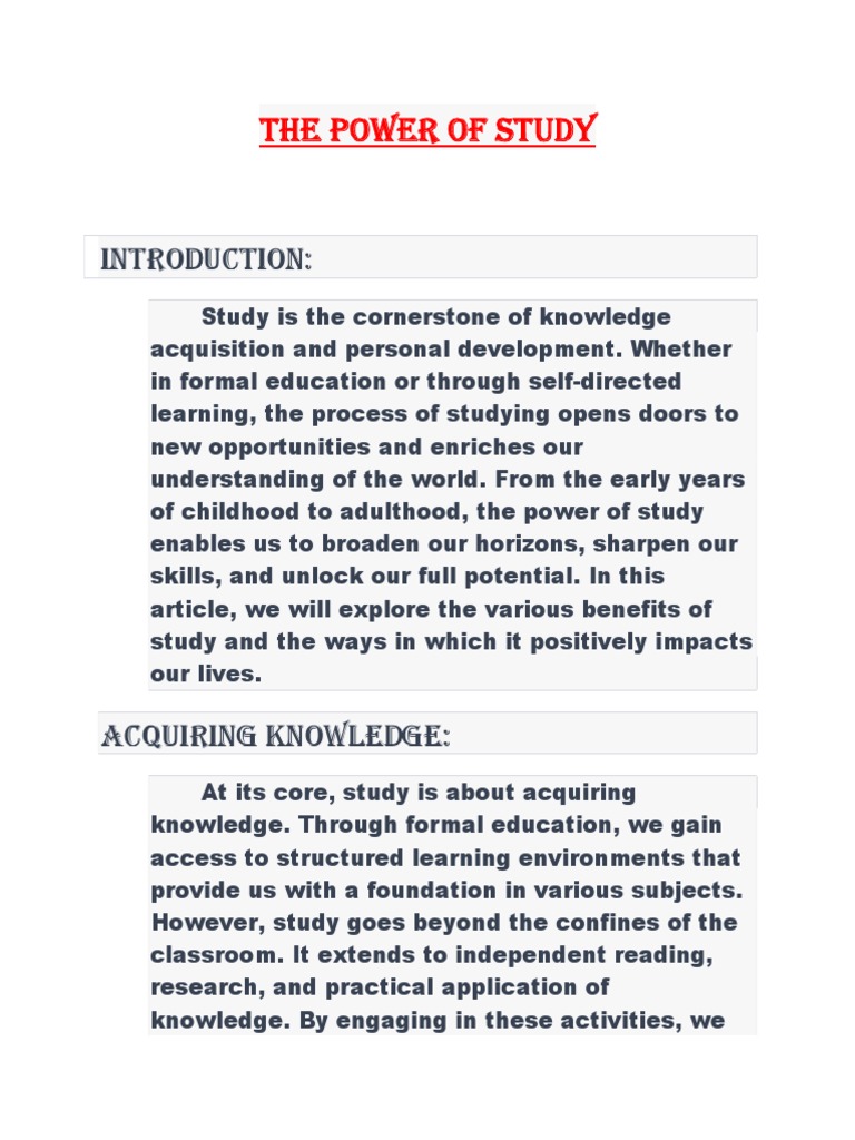 The Power of Study | PDF