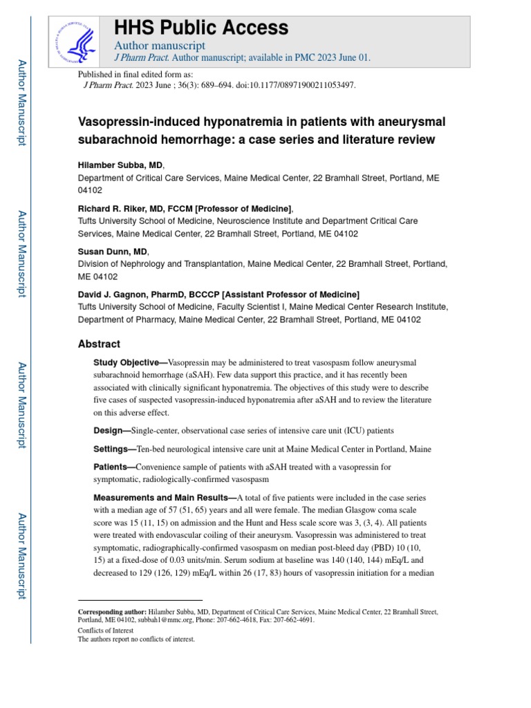 Hyponatremia Sah 1 | PDF | Medical Specialties | Clinical Medicine