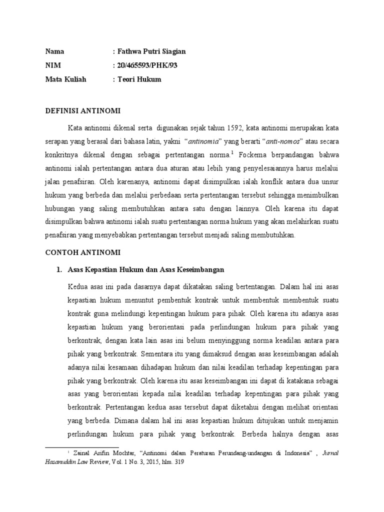 Teori Hukum Antinomi | PDF