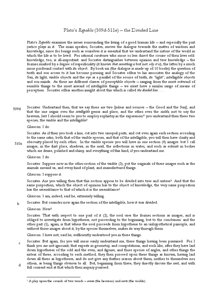 The_divided_line_-_Republic_509d-511e | PDF | Socrates | Reason