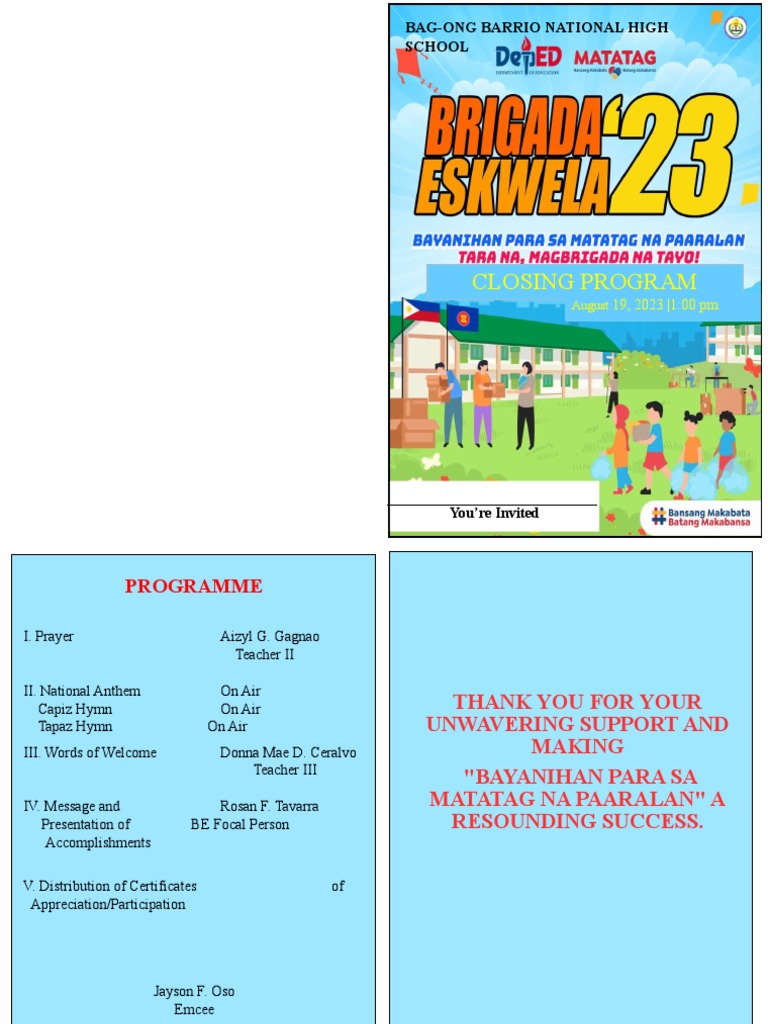 Bag-ong Barrio HS Closing Program | PDF