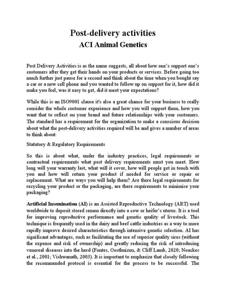 Post Delivery Activities | PDF