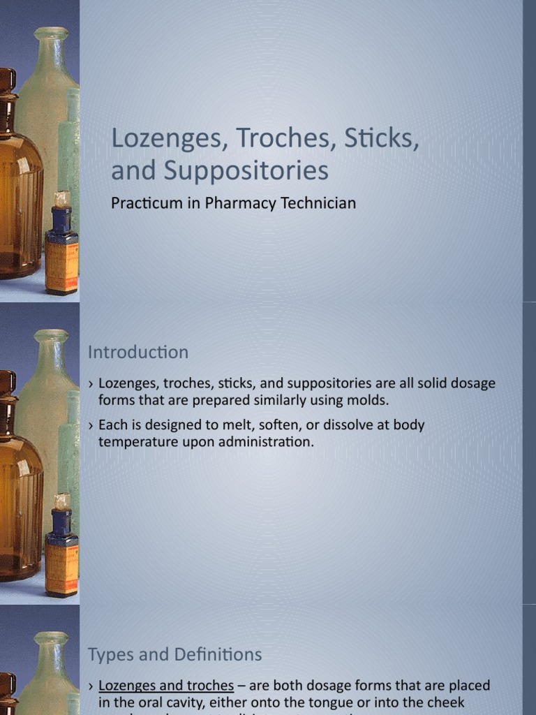 Lozenges Troches Sticks and Suppositories | PDF | Melting Point ...