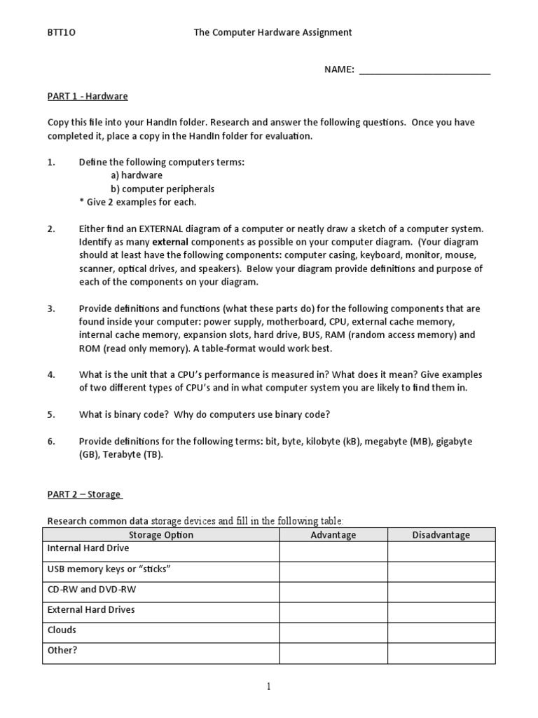 06-Computer Hardware Assignment | PDF