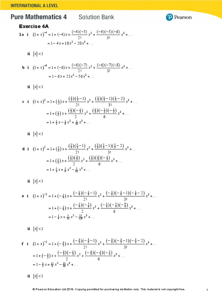 Ial Maths Pure 4 Ex4a | PDF