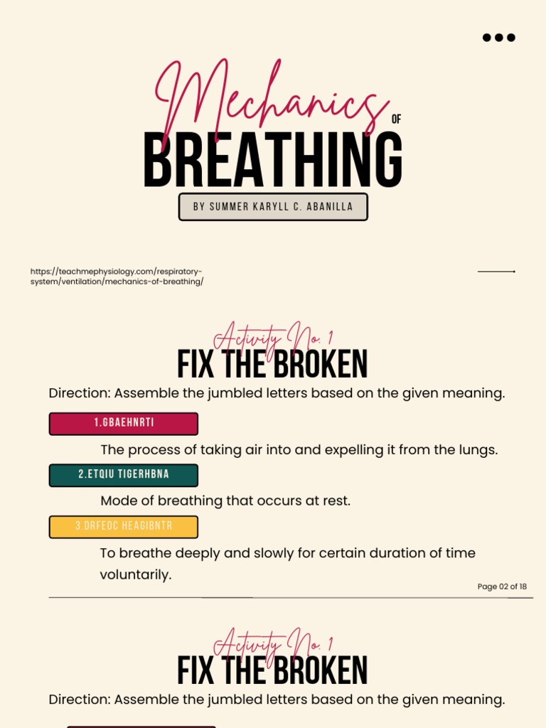 Mechanics of Breathing PPT for Teaching Demo by Summer Karyll C ...