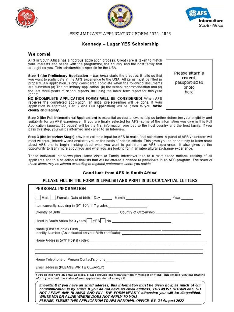 KL YES Pre Application 2023 2024 | PDF