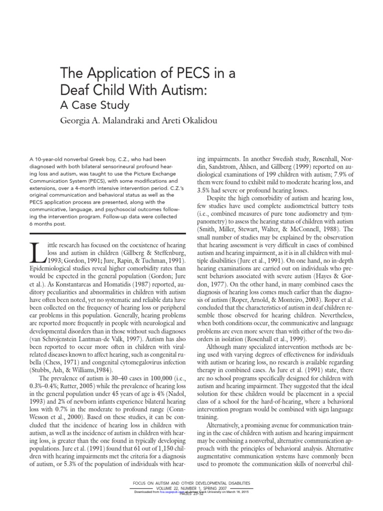 The Application of PECS in a deaf child with autism | PDF
