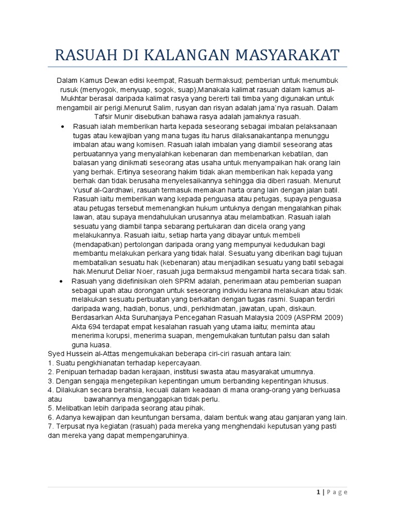 Rasuah Di Kalangan Masyarakat | PDF | Politik