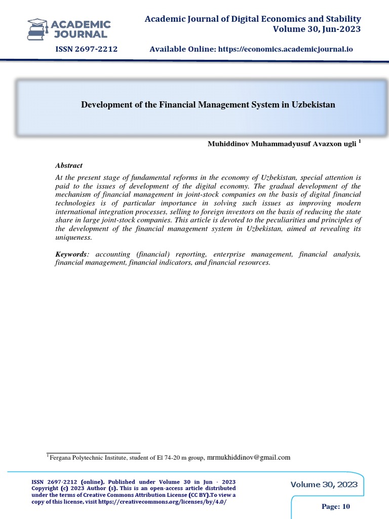 Development of The Financial Management System in Uzbekistan | PDF ...