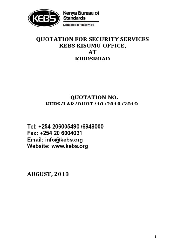 Provision of Security Services Kebs Lake Region Kisumu Office 1 | PDF