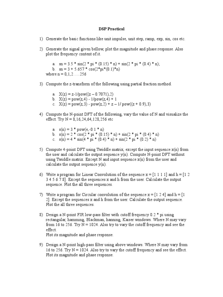 DSP Practical | PDF | Low Pass Filter | Electronic Engineering