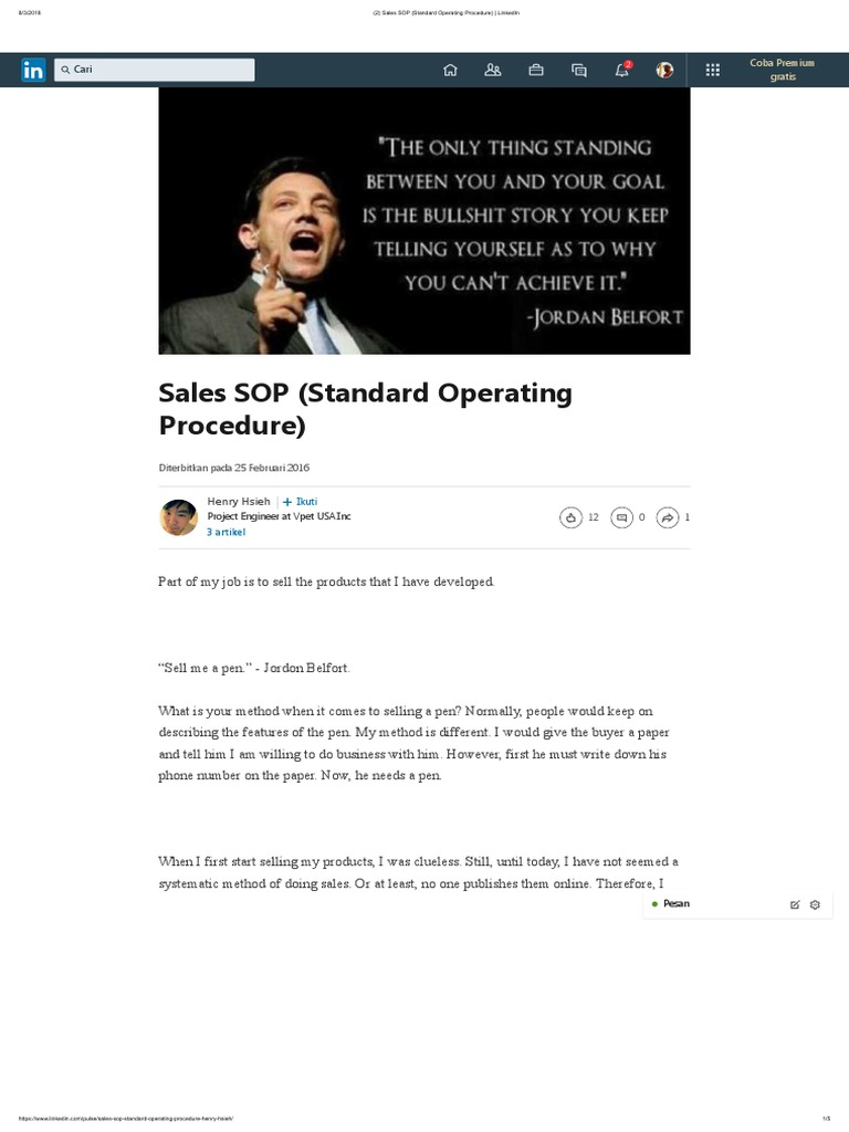 2 Sales SOP Standard Operating Procedur | PDF