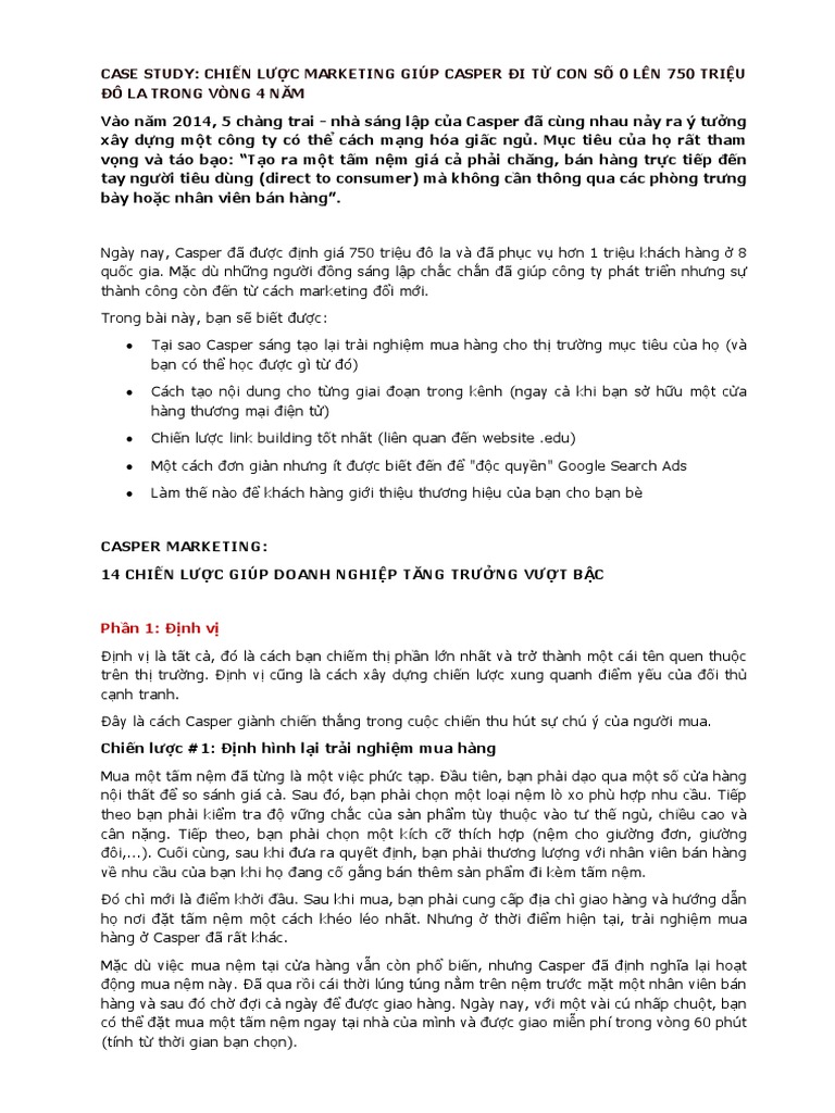 DM Case Study - Casper | PDF