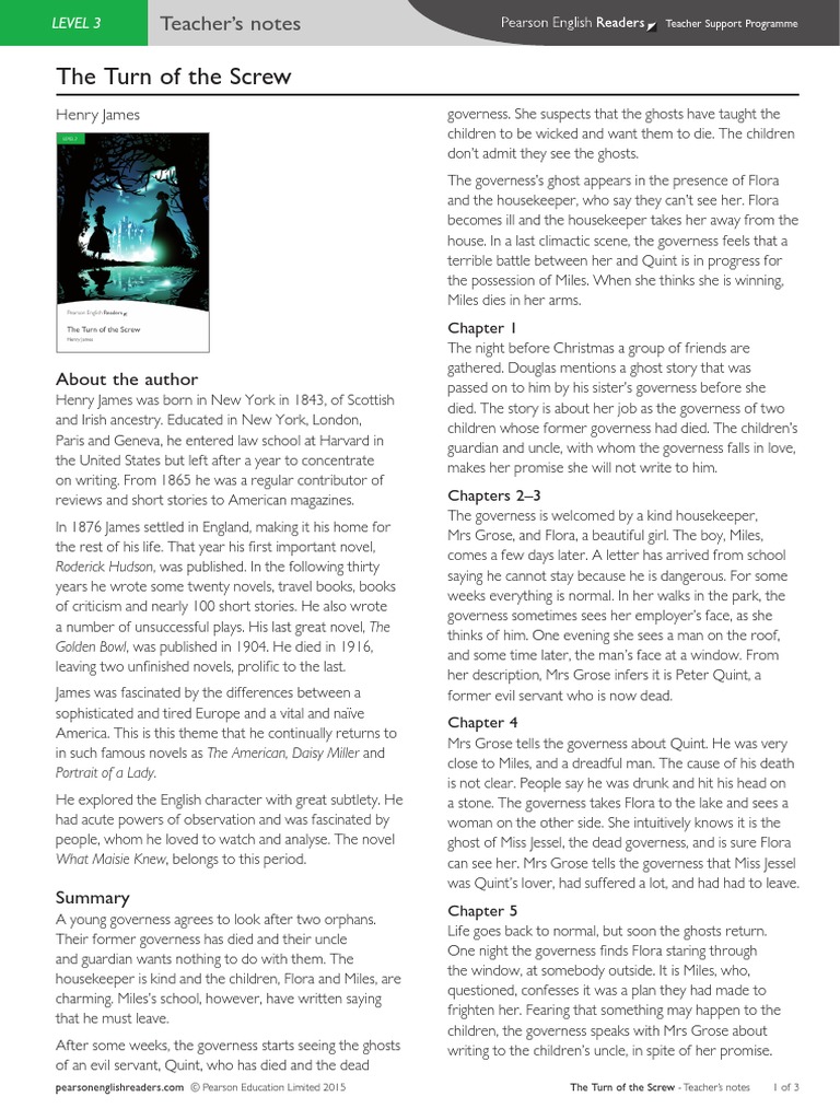 "The Turn of the Screw: Teacher's Guide" | PDF | Mystery, Thriller ...