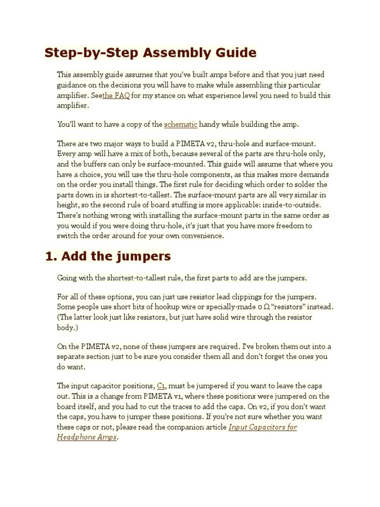 Step-by-Step Assembly Guide: 1. Add The Jumpers | PDF | Electrical ...