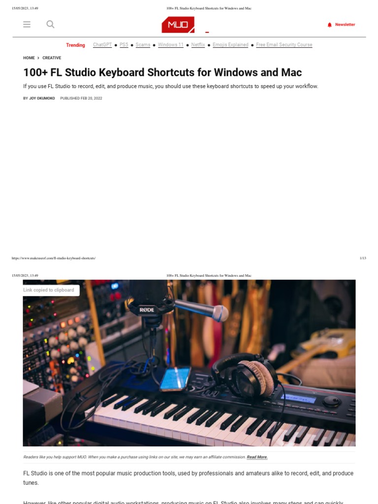 100+ FL Studio Keyboard Shortcuts For Windows and Mac | PDF