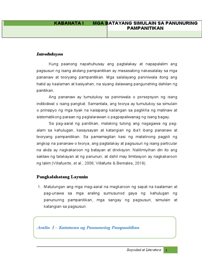 SOSLIT-learning Materials | PDF