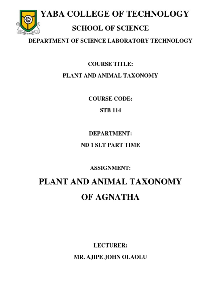 Taxonomy of Agnatha | PDF