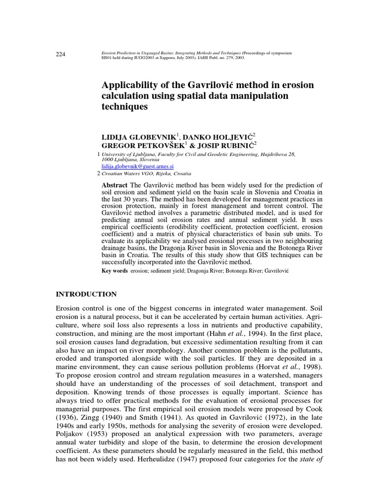 Erosion Prediction Using Gavrilović Method | PDF | Erosion | Drainage Basin