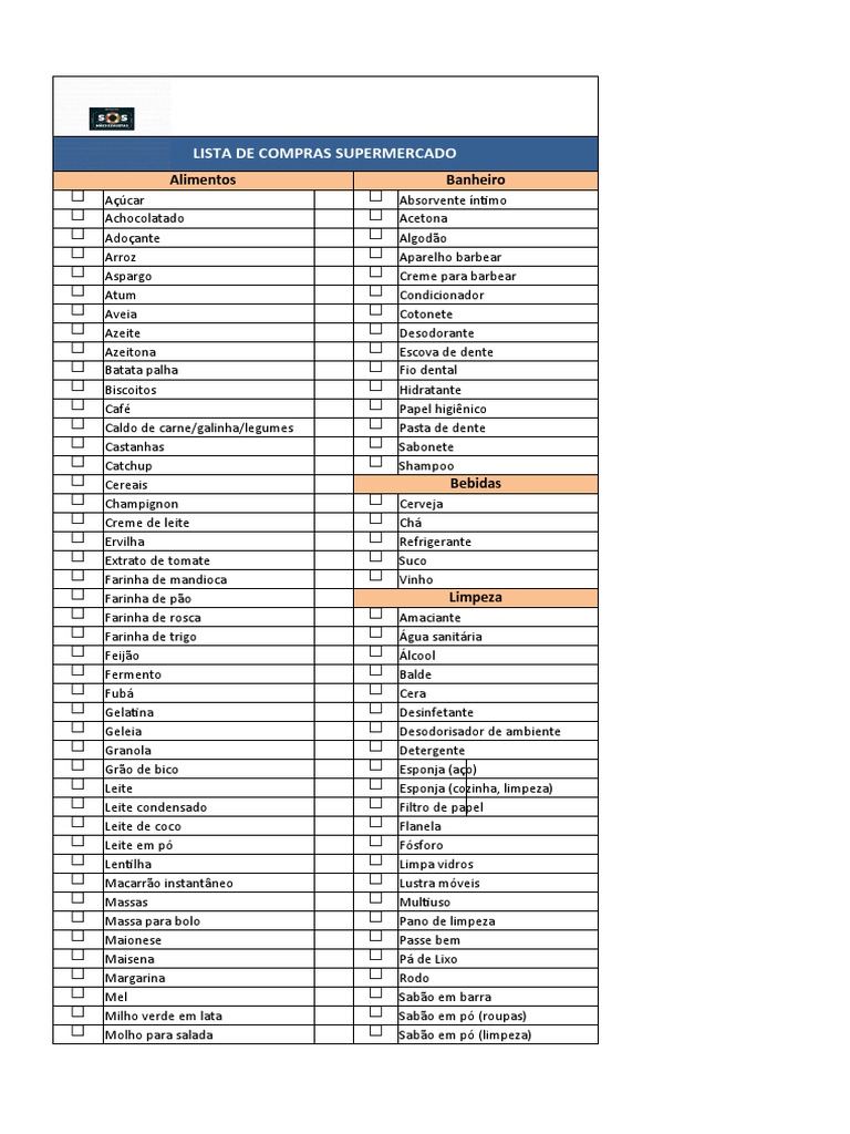 Lista de Compras - em Branco | PDF