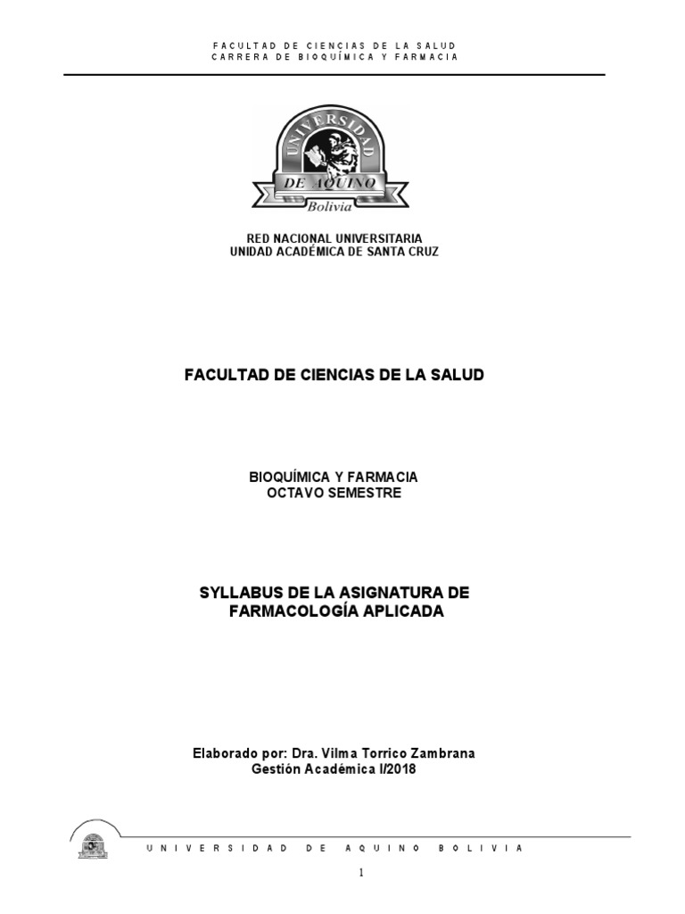 Syllabus de Farmacología Aplicada | PDF | Relaciones personales ...