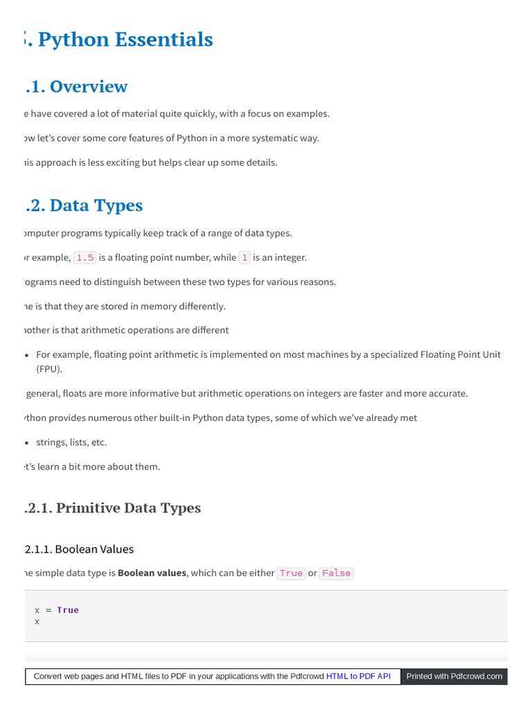 Python Programming Quantecon Org Python Essentials HTML | PDF Python Programming Quantecon Org Python Essentials HTML | PDF