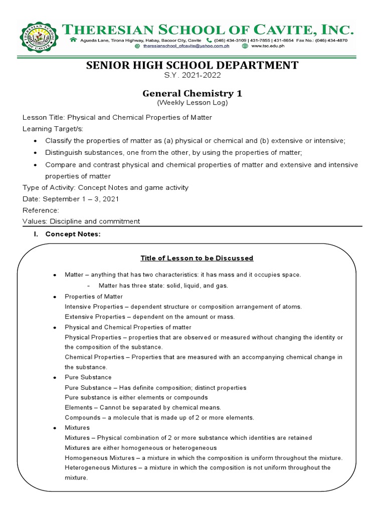 Week 1 | PDF | Mixture | Chemistry