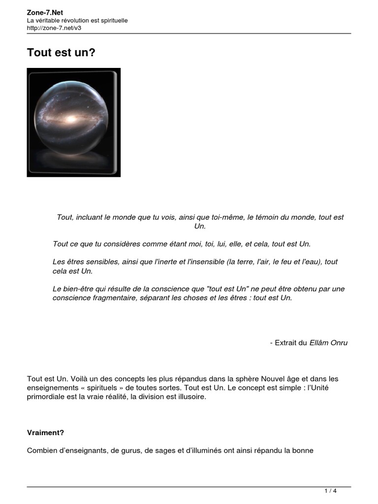 Tout Est Un | PDF