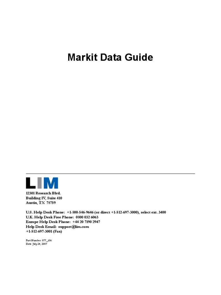 Markit Data Guide: Part Number: 077 - 106 Date: July 24, 2007 | PDF ...