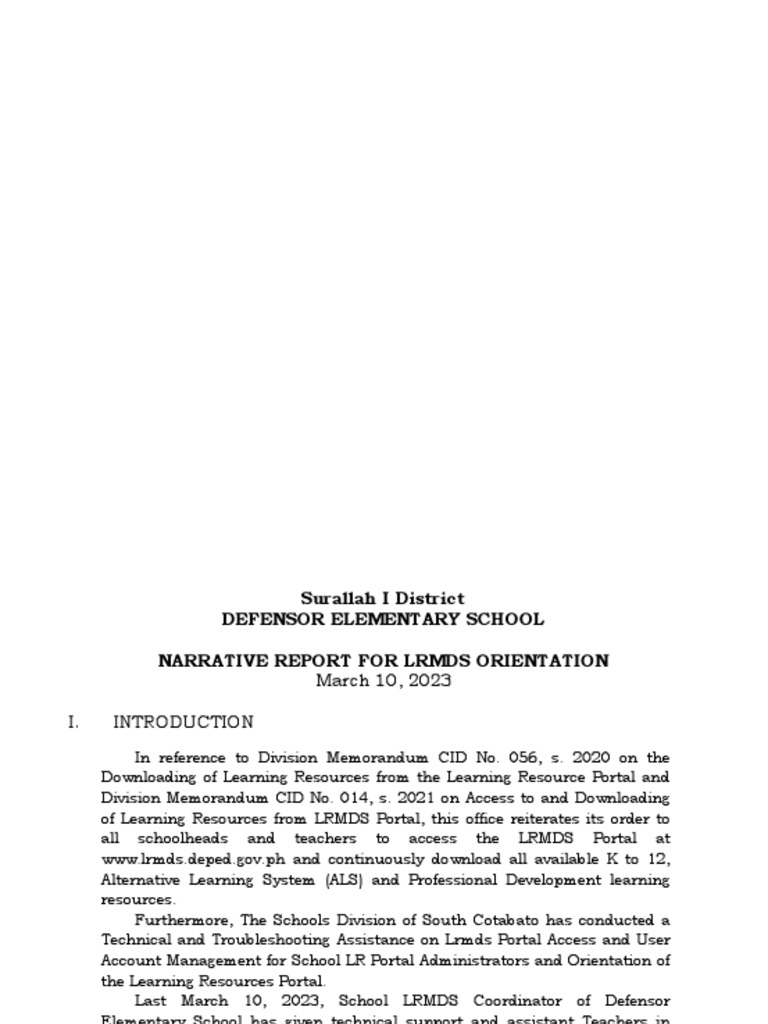 lrmds narrative | PDF