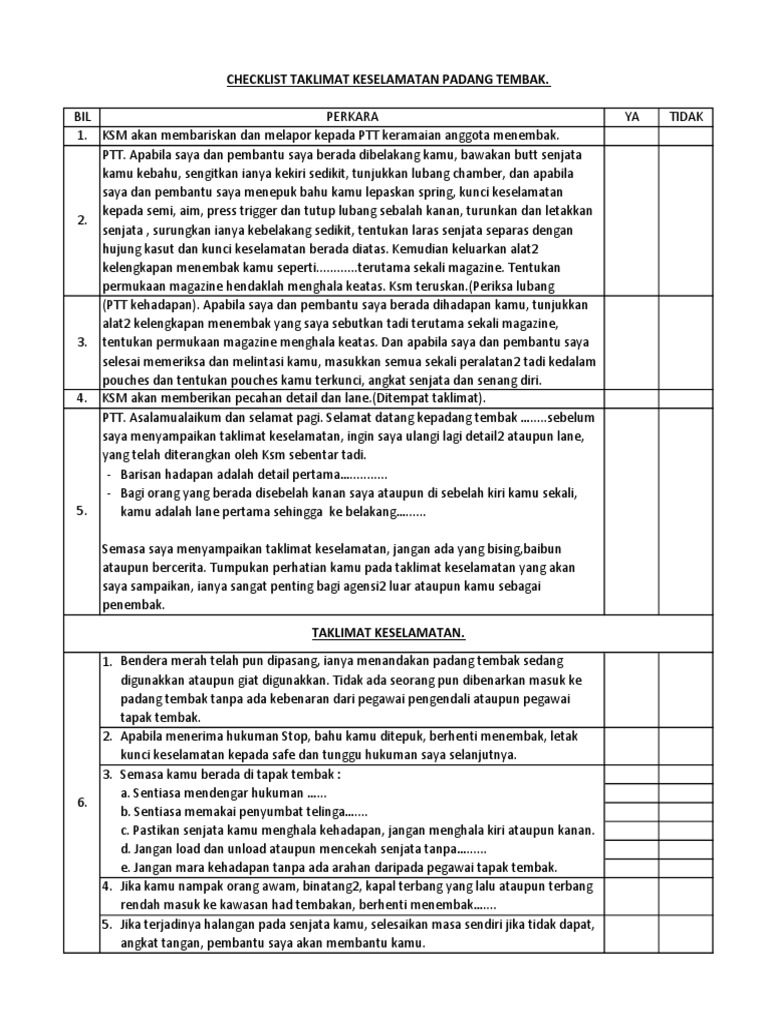 Taklimat Keselamatan. | PDF