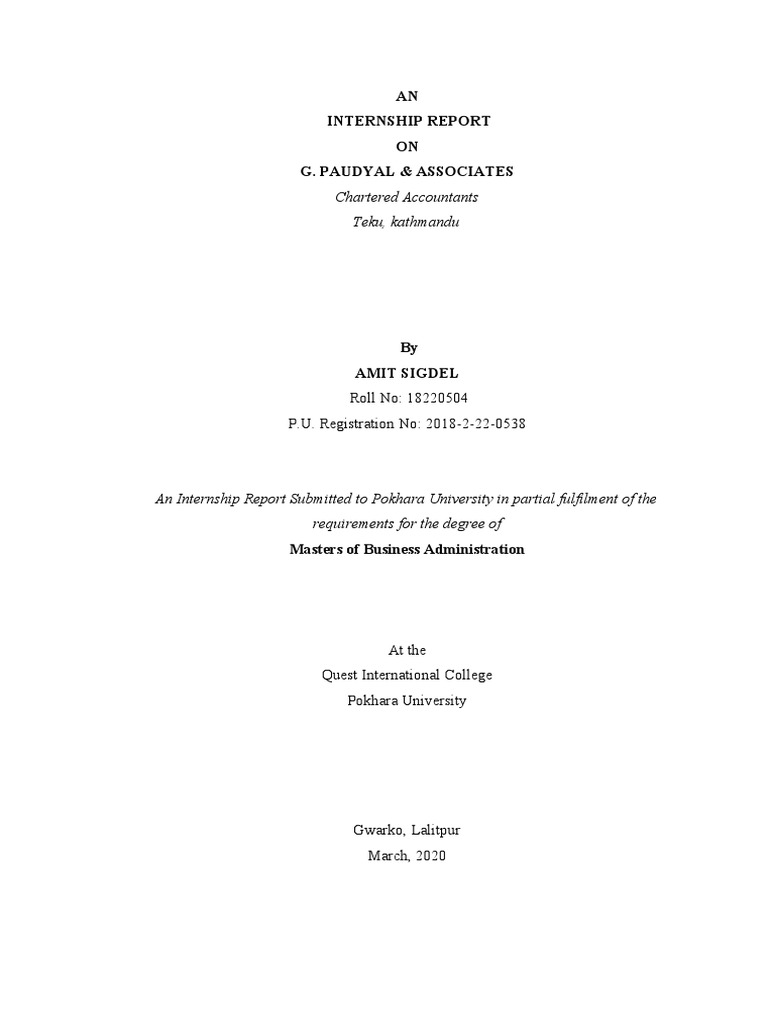 Internship Report: G. Paudyal & Associates | PDF | Mergers And ...