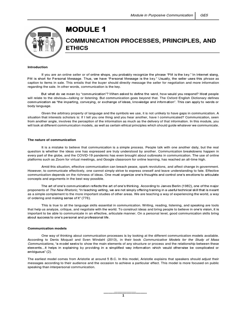 Module 1 Ge 5 1 | PDF | Communication | Human Communication