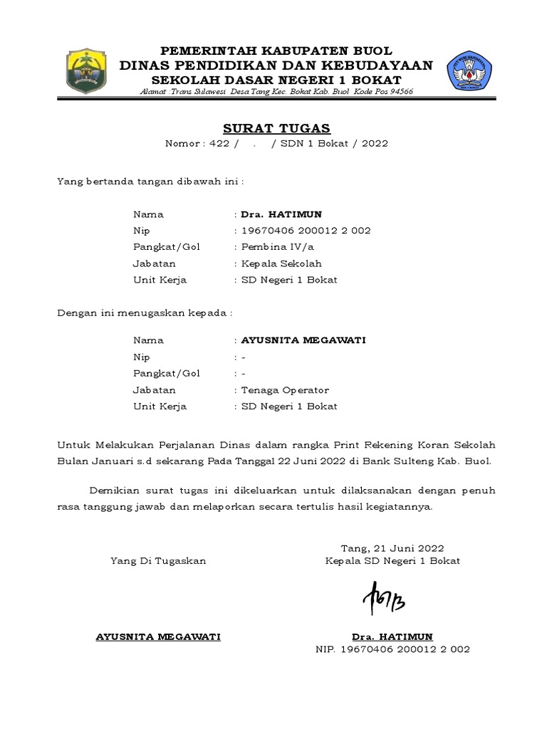 SURAT TUGAS Print Rek Koran | PDF