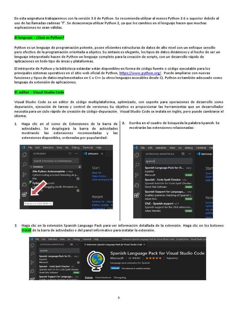 1 Python&VSC | PDF | Lenguaje de programación | Python (lenguaje de programación)