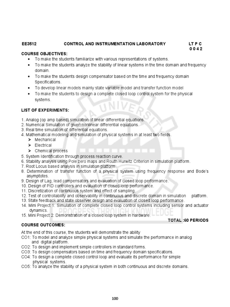 C& I Lab Syllabus | PDF