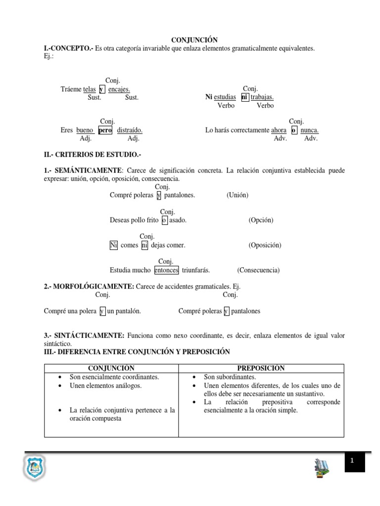 CONJUNCIÓN | PDF | Oración (Lingüística) | Gramática