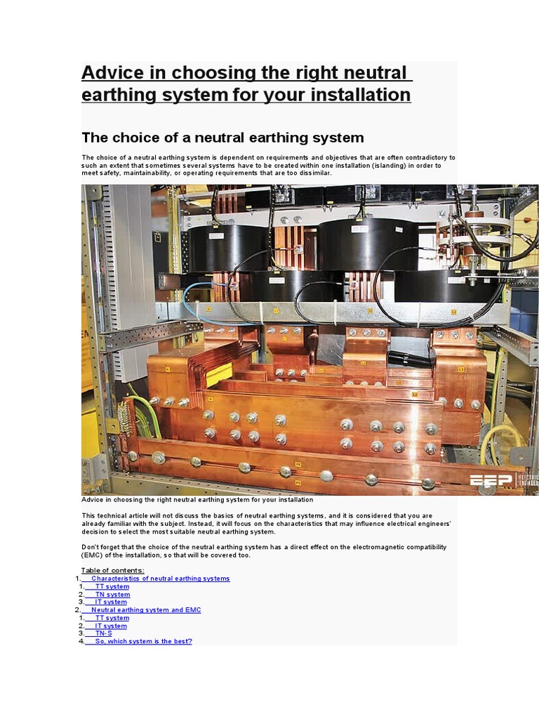 Advice in Choosing The Right Neutral Earthing System For Your ...