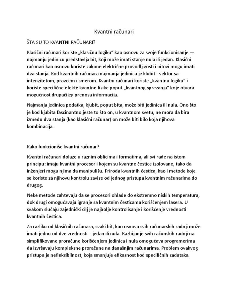 Kvantni Računari | PDF