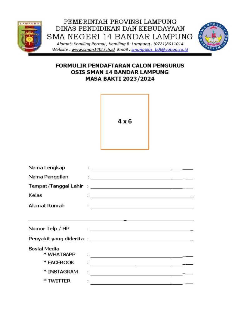 FORMULIR SELEKSI OSIS 2324 | PDF