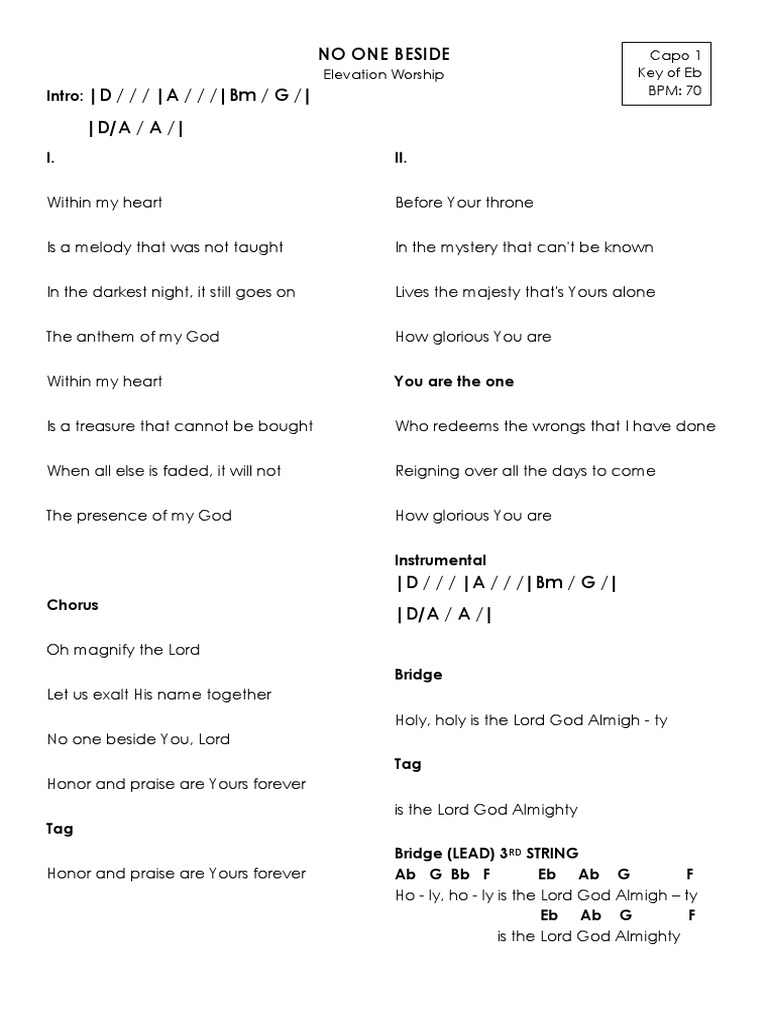 No One Beside - Elevation Worship Chords | PDF