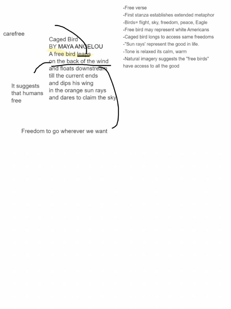 Caged Bird - Stanzas 1 To 3 - 4 | PDF