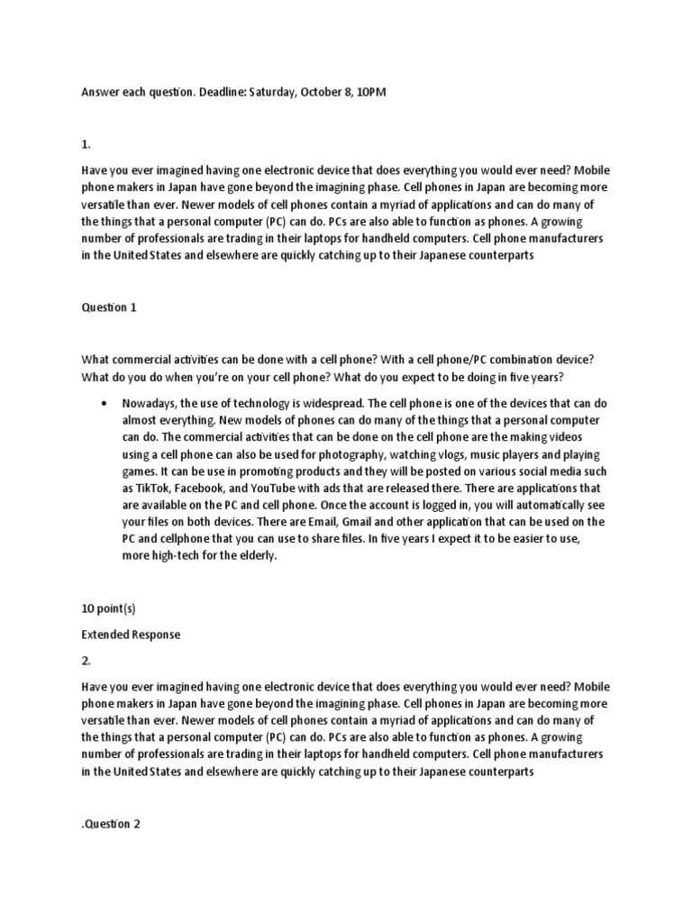 Answer Each Question | PDF