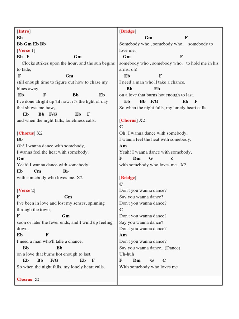 I Wanna Dance With Somebody | PDF