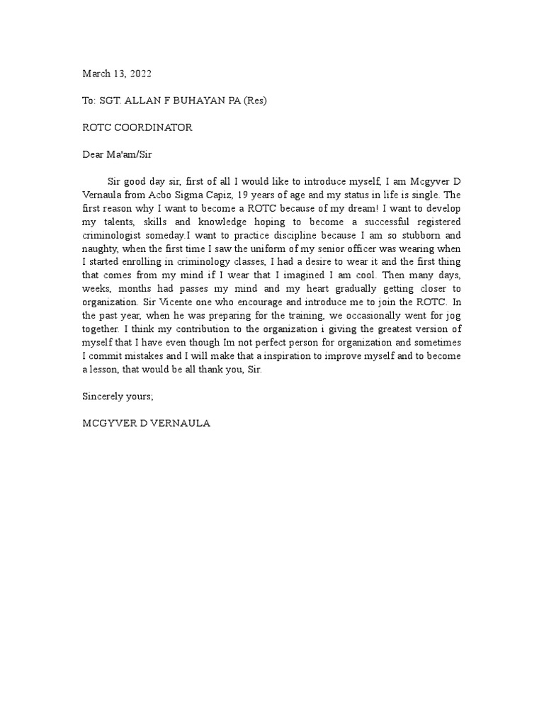 intention letter | PDF